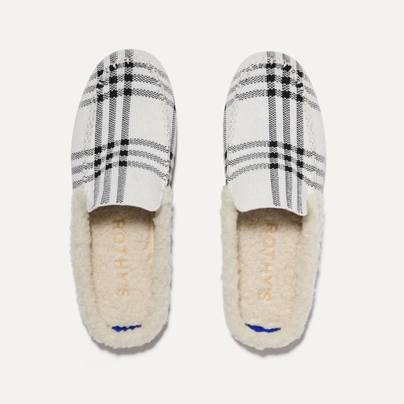 Rothy's | Shoes | Rothys Rothys Cozy Plaid White Black Slippers Merino ...